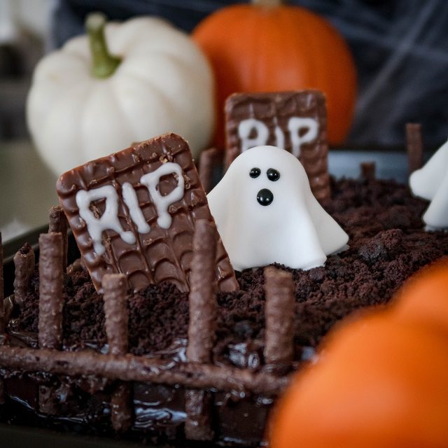 Spooky Halloween Graveyard Brownies, by Val Stones
